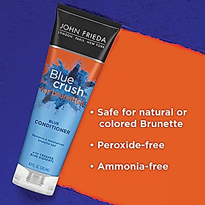 John Frieda Blue Crush Conditioner for Brunettes, Moisturization for Color Treated and Natural Brunette Hair, 8.3 oz (Pack of 2)