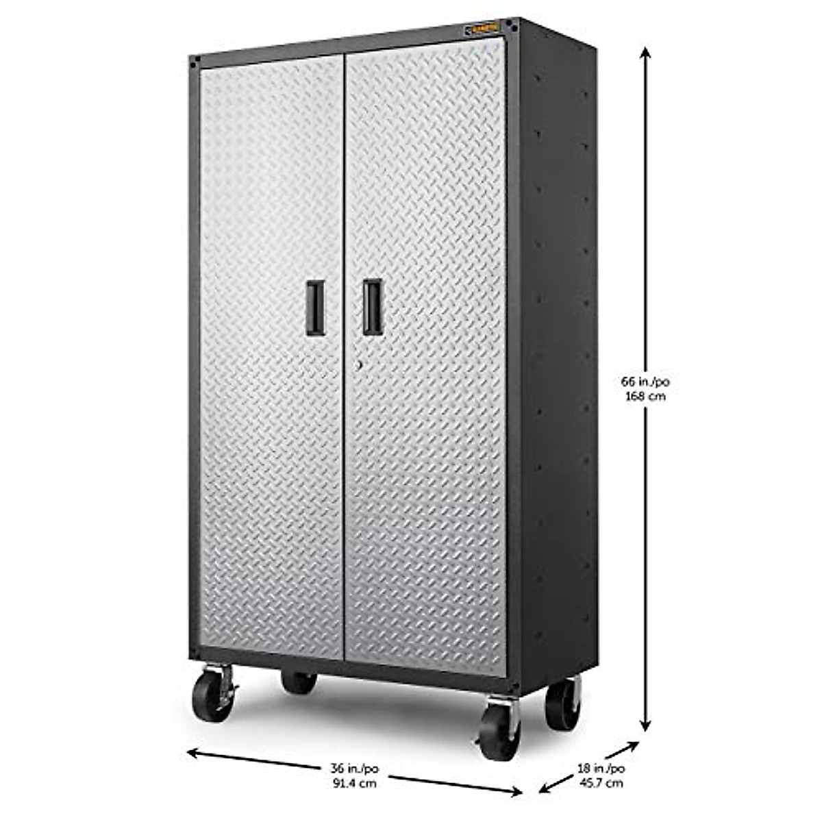 Gladiator GALG36CKXG Ready-To-Assemble Mobile Storage Cabinet 36" W x 66" H x 18" D Steel Garage Cabinet