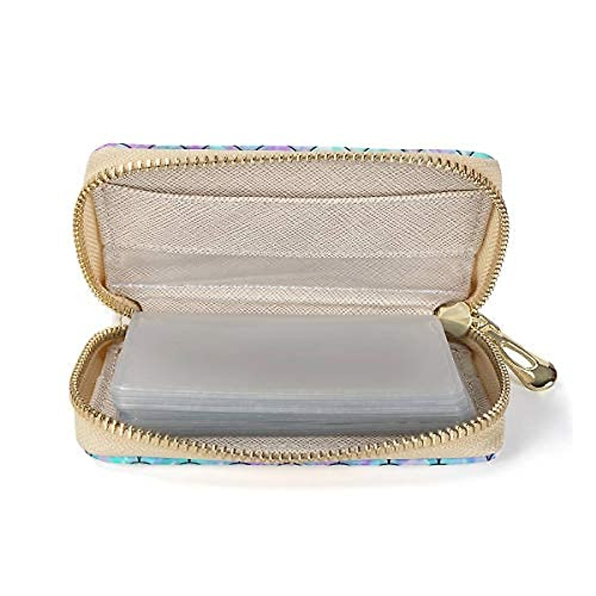 Horeset Galaxy Wolf Zipper Credit Card Wallet RFID Holder ID Card Window Security Travel Wallet PU Leather for Women Ladies Girls Men