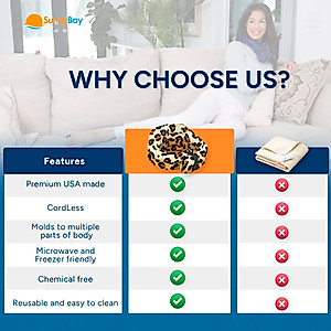 SunnyBay Microwave Heating Pad, Microwavable Cold or Heated Neck and Shoulder Wrap, Moist and Weighted Hands-Free Beanbag Pack with Wide Neck Coverage, 2.5 lbs, 26 Inches Long-Length, Leopard