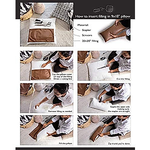 Throw Pillow Covers 18x18. Black and White Geometric Decorative Boho Throw Pillows Set of 4, For A Modern Living-Room Chic Accent. 100% Cotton & Faux Leather Lumbar Pillow For Couch or Bed…