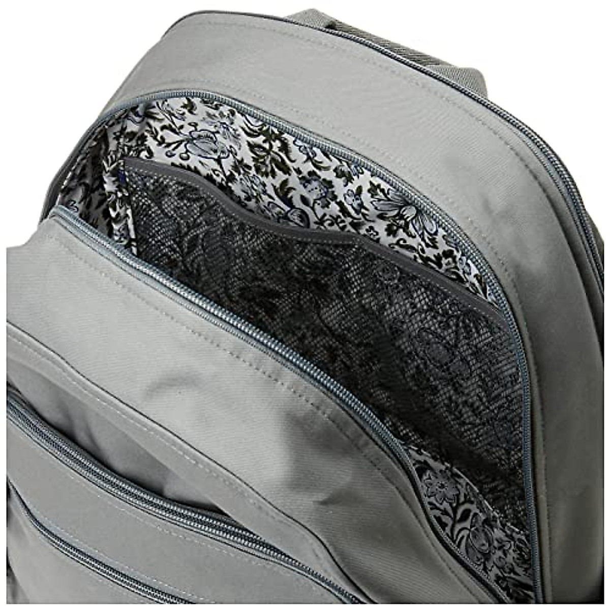 Vera Bradley Women's Cotton Campus Backpack, Galaxy Gray - Recycled Cotton, One Size