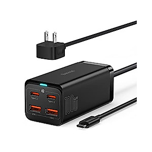 USB C Charger, Baseus 100W PD GaN3 Fast Wall Charger Block, 4-Ports [2USB-C + 2USB] Charging Station with 5ft AC Cable for Steam Deck,MacBook Pro/Air, USB-C Laptop, iPhone 13, Samsung Galaxy, etc