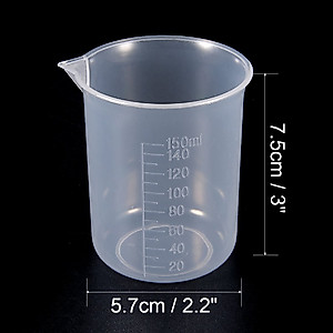 uxcell Measuring Cup 150ml PP Plastic Graduated Beaker Transparent for Lab Kitchen liquids 11pcs