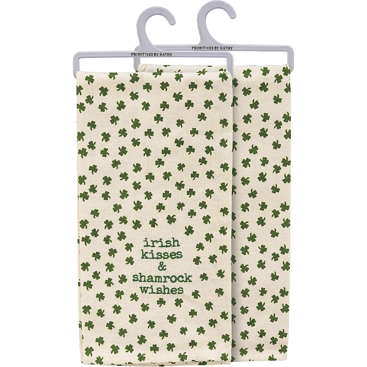 Primitives by Kathy Irish Kisses & Shamrock Wishes Dish Towel, 20 inches x 26 inches, White/Green