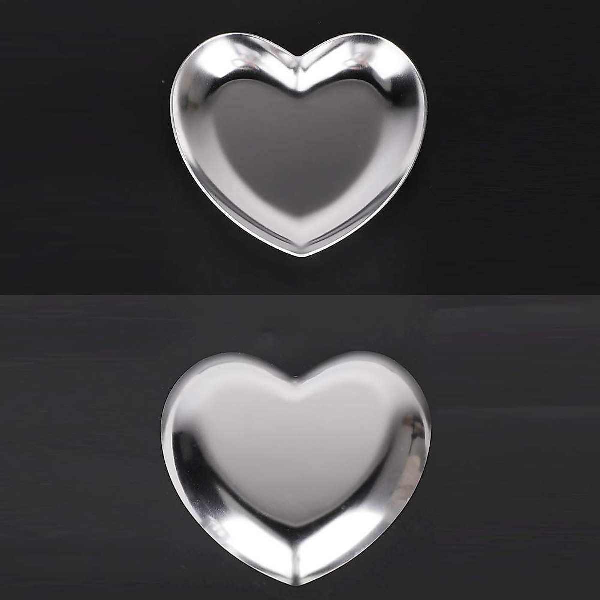 Raguso Stainless Steel Heart-Shaped Jewelry Display Tray, Silver, 3-Inch