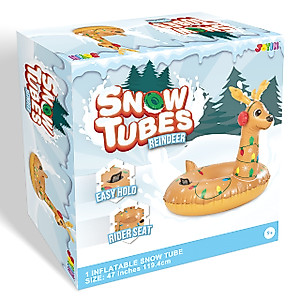 JOYIN 47” Inflatable Reindeer Snow Tube, Heavy-Duty Snow Tube for Sledding, Great Inflatable Snow Tubes for Winter Fun and Family Activities