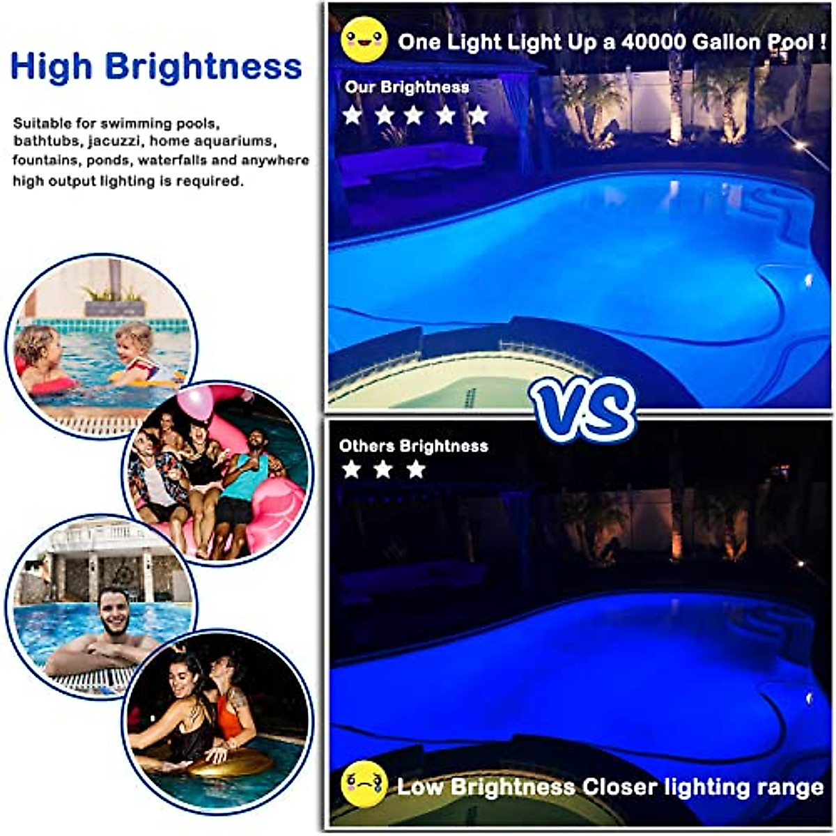 Pool Lights with Remote Control, 120V 45W RGB Color Changing Underwater LED Pool Light for Inground Pool, Swimming Pool Lights, E26/E27 Pool Bulb Repalcement, Fit Pentair Hayward Pool Light Fixtures
