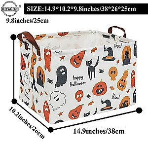 HIYAGON Halloween Basket Trick or Treat Halloween Basket for Boys and Girls Pumpkin Basket for Halloween Parties Cute Storage Bin Organizer Box Rectangular Room Decor(Halloween Basket)