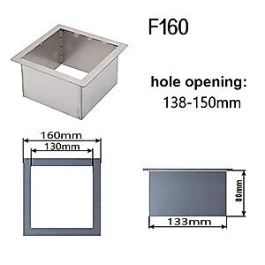 AEGIFT Drop-in Trash Chute - 304 Stainless Steel Square Built-in Countertop Waste Trash Grommet (160MM)