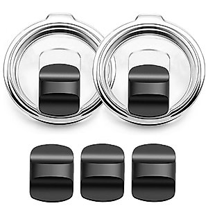 2PCS 30 oz Tumbler Lid for YETI, with 3 Black Magnetic Slider Replacement, Replacement Cup Lids Covers Compatible for YETI 30 oz Tumbler, 14 oz Mug and 35 oz Straw Mug