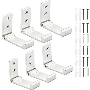 szhdx Folding Coat Hooks, 6Pcs Heavy Duty Wall Hooks, Aluminum Alloy Foldable Headphone Holder Hooks Wall Mounted with 12 Screws for Hanging Coat, Hat, Towel, Bag,( MatteSilver)