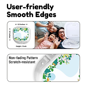 HOUSYLOVE Retainer Cases Cute, Retainer Holder Case 1 Pack, Aligner Case with Colorful Novelty Cute Patterns, Night Guard Case with Hand Drawn Colorful Floral Patterns (White)