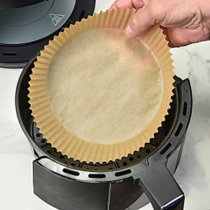 100 Pcs Air Fryer Disposable Paper Liner, 6.7-inch Air Fryer Liners, Non-stick Parchment Paper Rounds for Frying, Baking, Cooking, Roasting and Microwave - Unbleached, Oil-proof Steam Paper