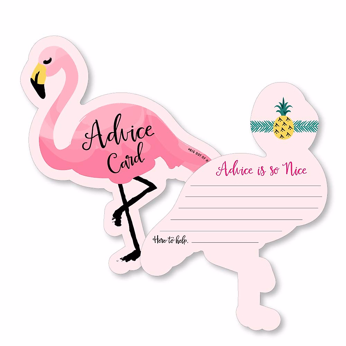 Big Dot of Happiness Pink Flamingo - Party Like a Pineapple - Wish Card Tropical Summer Baby, Bridal Shower or Bachelorette Party Activities - Shaped Advice Cards Game - Set of 20