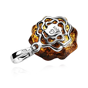 Ian and Valeri Co. Amber Sterling Silver Rose Pendant
