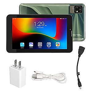 Naroote 7 Inch Call Tablet, Double AntiBlue Light 1960x1080 HD 100-240V HD 10.0 Reading Tablet Green (US Plug)
