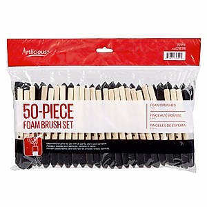 Artlicious Foam Brush Set - Pack of 50 Disposable, 1-inch Sponge Paint Brushes for Acrylic Painting, Staining, Varnishes & DIY Craft Projects - Art Supplies﻿
