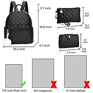 Mini Backpack for Women 3-PCS Fashion PU Leather Simple Design Cute Travel Daypacks Pompom Backpack Shoulder Bag (Grey)