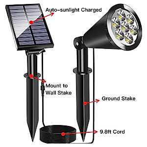 MEIHONG Solar Spot Lights for Outside, Waterproof Solar Spot Lights Dusk to Dawn, Solar Landscape Lights Solar Powered Lights for Garden Porch Walkway Patio (2 Pack)