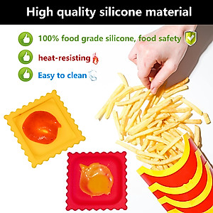 2 sets Silicone Spoon Rest for Stove Top,Spatula Rest for Stove Top,Silicone Spoon Holder for Stove Top，spatula holder for counter，sauce cups，Soy sauce dish，Dipping bowls（Yellow + Red）