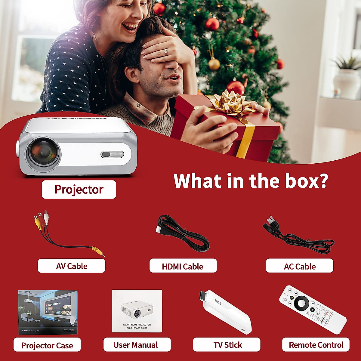 Projector 4K with WiFi and Bluetooth, 5G 1080P Outdoor Movie Projectors, 9500L/700ANSI Portable Smart Mini Projector with 100" Proyector Screen & Tripod, Compatible with iOS/Android/Win/TV Stick