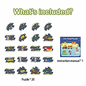 TOOKYLAND City Roads Floor Puzzle - 21pcs - Interactive Street Jigsaw Puzzle, for Kids Ages 3+