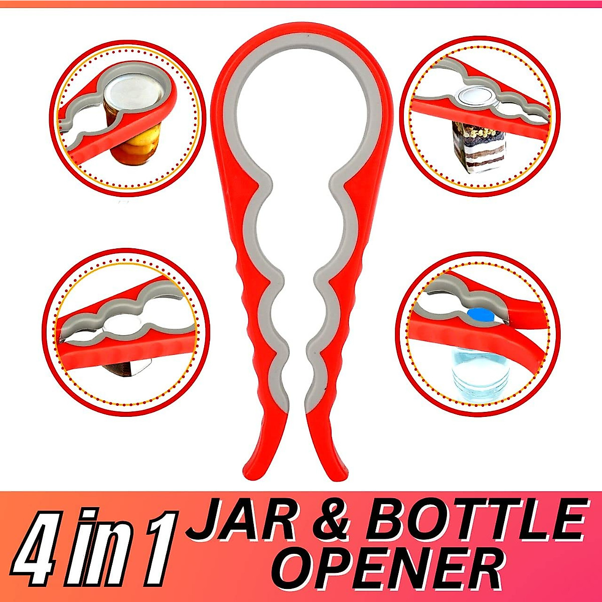 Jar Opener Quick Lid Bottle Cap Grip Twister Remover for Weak Hands, Seniors and Children Rubber Jar Gripper Pad