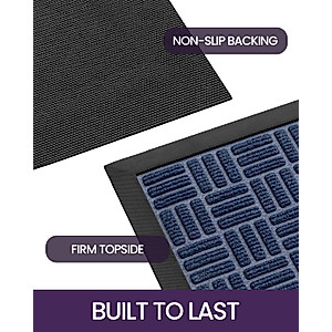 DEXI Front Door Mat Outside Entrance, All-Season Heavy Duty Rubber Indoor Outdoor Doormat, Fade Resistant, Low-Profile, Easy Clean Patio Entryway Rug, 23"x35", Maze Blue