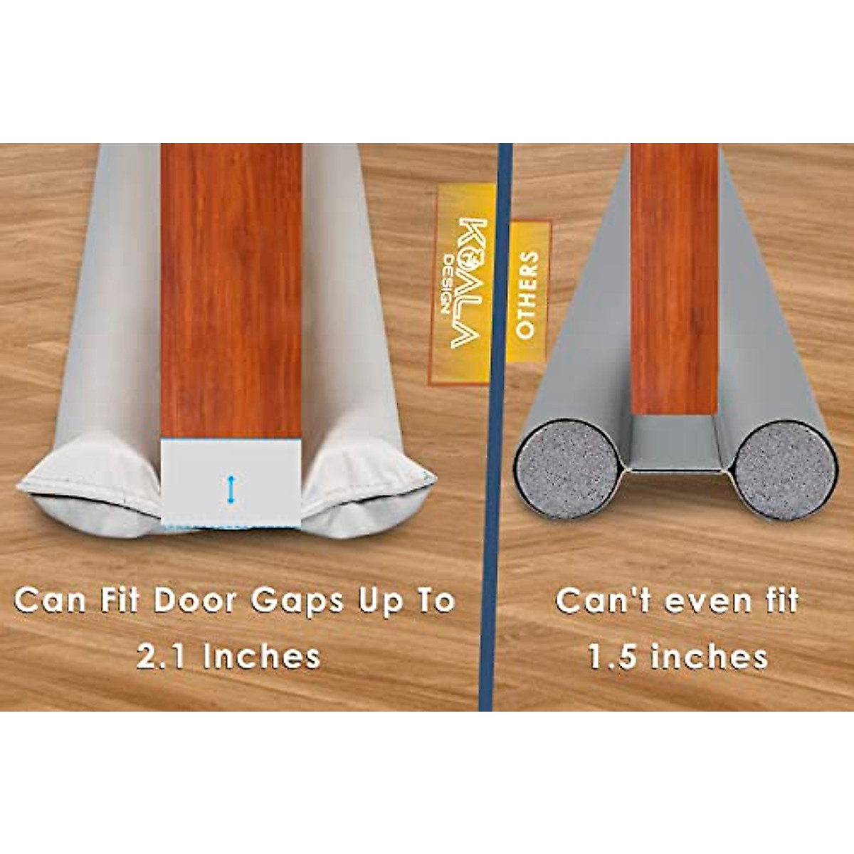 KOALA Design Under Door Draft Stopper 32 to 38 Inch Door Breeze Dust Air Blocker Adjustable Draft Stoppers Double Sided Draft Guard with 2.1 Foam (Gray-1)