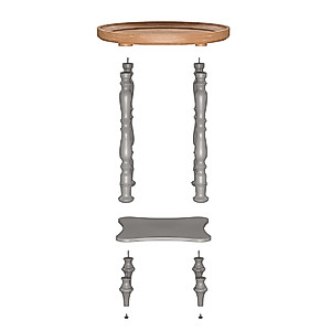 VONLUCE French Country End Table, 19'' Round Farmhouse Side Table, Distressed Wood Tray Top Rustic Accent Table for Living Room Bedroom, Small Space, Gray