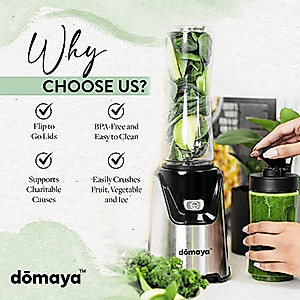 Personal Compact Bullet Blender with BPA-Free 400mL Short Blender Cup and 600mL Tall Cup, Portable Blender for Shakes and Smoothies, Mini Blender for kitchen with Extractor Blade - Domaya