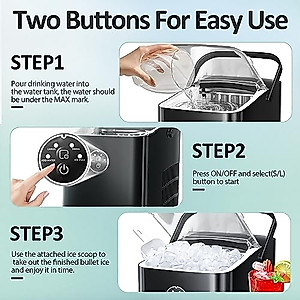 ZAFRO Ice Maker Countertop Ice Machine, 2 Sizes S/L 8 Bullet Ice Ready in 9 Mins, 26.5lbs/24H, Portable Small Ice Maker with Self-Cleaning,Scoop,Basket and Handle,Black for Home/RV/Office/Bar