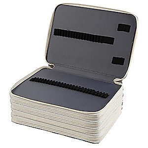 Shulaner 250 Slots Colored Pencil Case with Zipper Closure Large Capacity Retro Style Element Pattern Pencils Bag Waterproof 840D PVC Fabric Pen Organizer Storage Holder for Artist