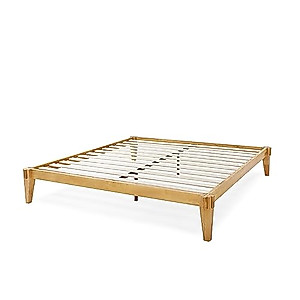 Bme Chalipa 14” King Bed Frame - Solid Wood Platform Bed - Japanese Joinery Bed Frame - Wood Slat Support - No Box Spring Needed - Easy Assembly - Minimalist & Modern Style, Golden Natural