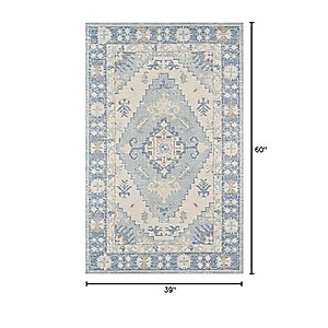 Momeni Anatolia Wool and Nylon Area Rug, 3'3" X 5', Blue