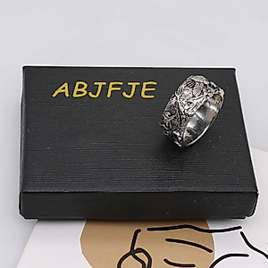 ABJFJE Retro Daisy Bird Rings Boho Daisy Flower Carved Ring Anniversary Band Ring Eternity Fashion Jewelry for Men Women Gift (10)