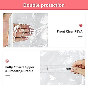 SDAWIN 40'' Clear Kids Dance Costume Garment Bags for Dancers with 6 pockets, PVC Waterproof 3.3" Gussetes for Girls and Boy Travel Clothes Organizer, 2 pack