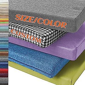 RULAER Custom Bench Cushions,Patio Bench Cushion for Indoor Outdoor Furniture 70D Thickened Non-Slip Seat Cushions Durable Two Piping Waterproof Chair Pads（100+ Color,Custom Size）
