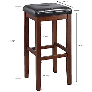 Crosley Furniture Upholstered Square Seat Bar Stool (Set of 2), 29-inch, Vintage Mahogany