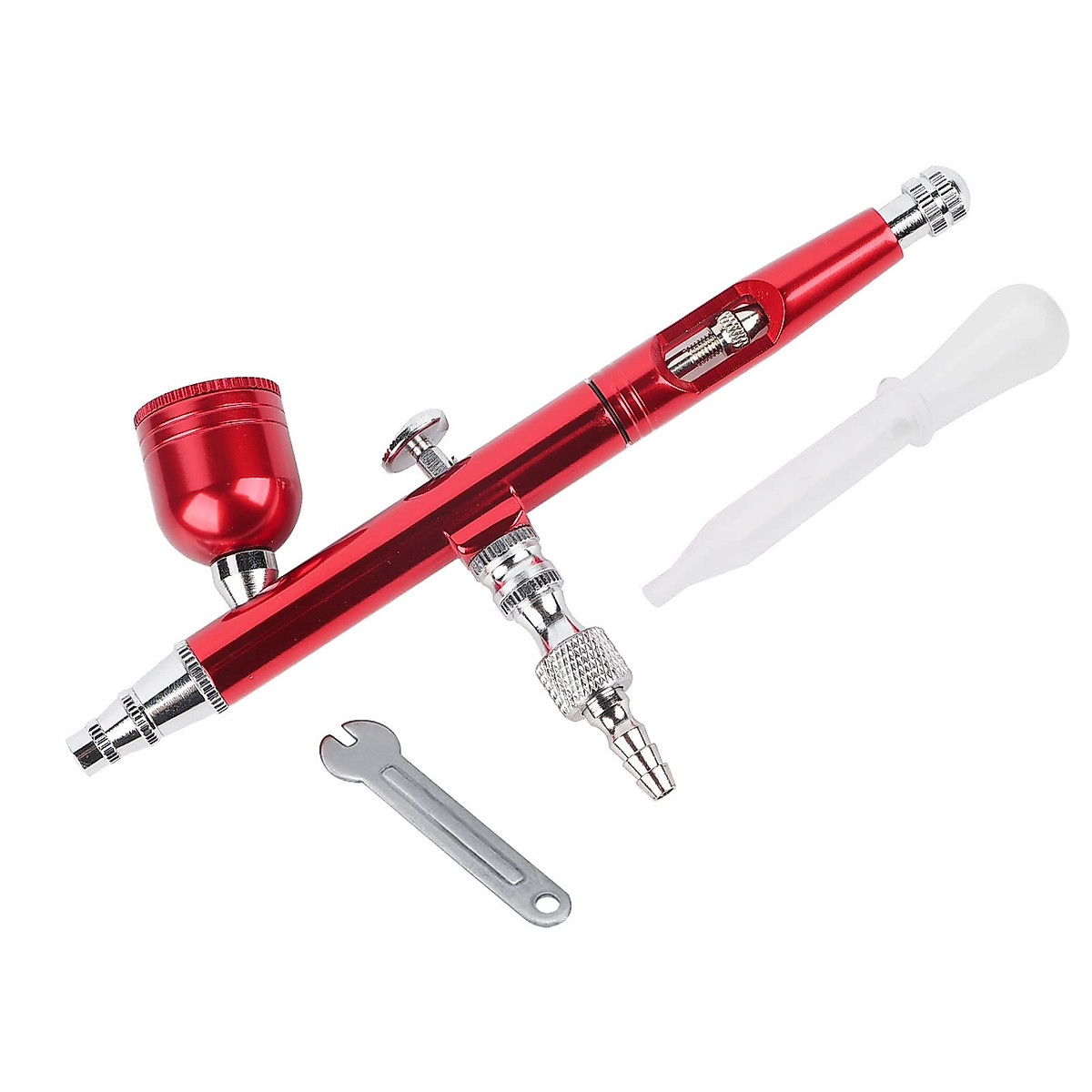 Paint Spray Pen Multi-Purpose Dual Action Feed Airbrush Kit Spray Air Brush Gun Tattoo Nail Tool 0.3mm (Red)
