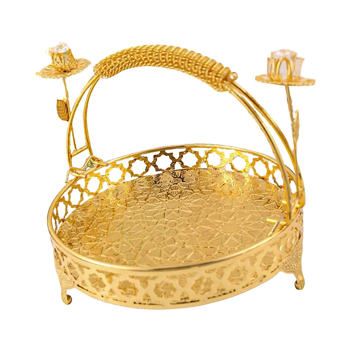 Generic European Style Serving Tray Dried Food Tray Organizer Wedding Gift Cupcake Dessert Party Display Fruit Tray, Aureate Small