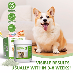 ISENVO Dog Dental Powder, Dental Care for Dog Teeth Breath Freshener, Plaque & Bad Breath Off Powder Dog - Helps Dental Health for Small, Medium and Large Dog, 80g