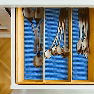 RAY STAR 12*48 inch Wire Shelf Liner for Kitchen Cabinets, Non-Adhesive Refrigerator Liners Washable, Vinyl Drawer Liner Non-Slip Bathroom Cabinet Liner Blue