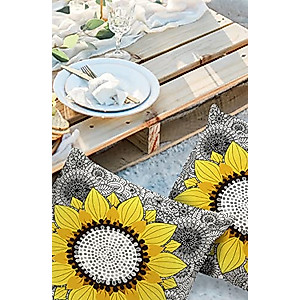 Pack of 2 Outdoor Waterproof Pillow Covers 20x20 inch Mandala and Sunflower Flower Geometry Pattern Throw Pillow Covers Decorative Cushion Covers for Patio Garden Tent