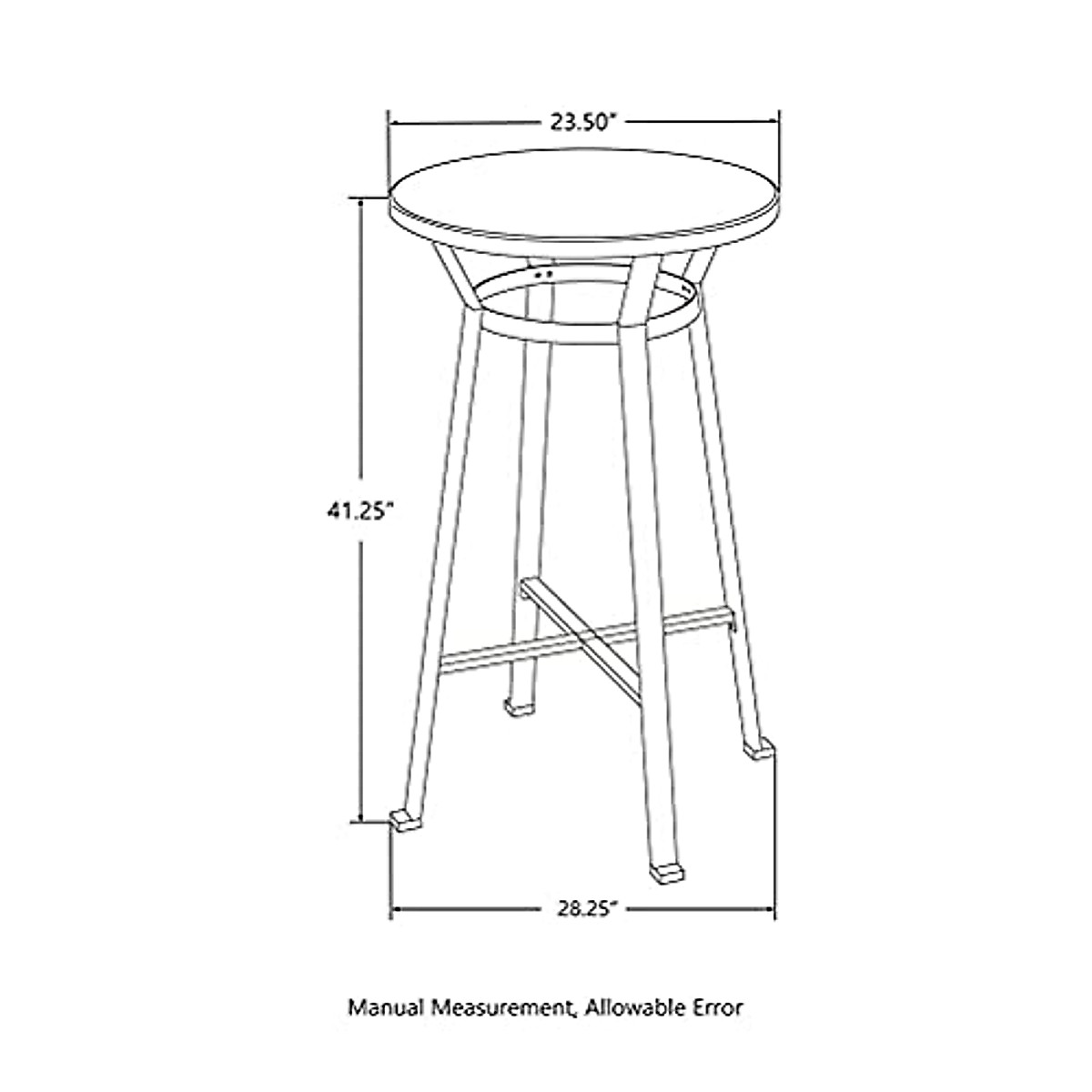 glitzhome 41.25" H Black Steel Round Bar Table with Soild Elm Wood Top Dining Room Pub Table Furniture