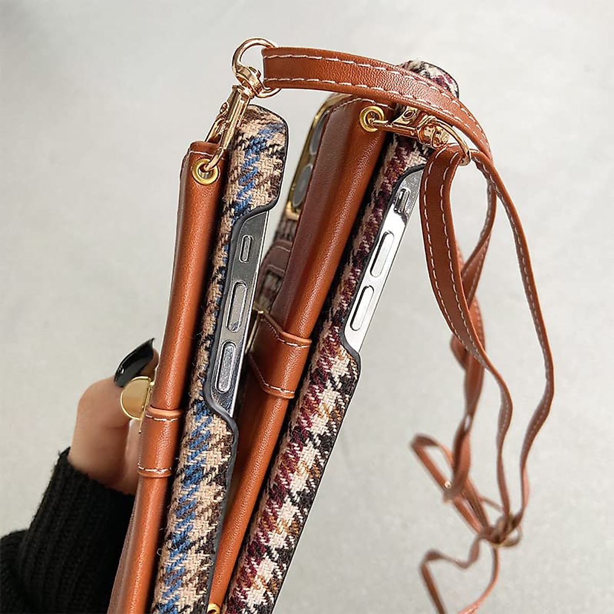 Wallet Crossbody Bag for iPhone 13 Case with Tether Strap Credit Card Holder 6.1 Inch, PU Leather Protective Handbag Zipper Wallet Holder Girl (Wine)