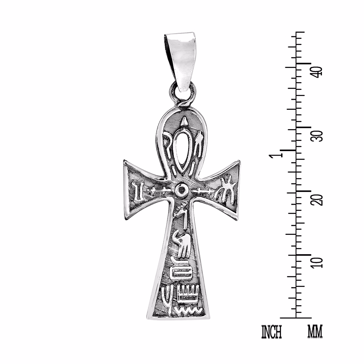AeraVida Eternal ANKH Cross With Hieroglyphics .925 Sterling Silver Pendant | DIY Ankh Cross Charm for Men Accessories | Fashion Jewelry
