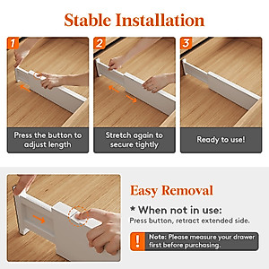 Lifewit 5 Pack Drawer Dividers Plastic 4" High, 13.5-22" Adjustable Drawer Organizers for Clothes, Expandable Dresser Separators in Bedroom/Bathroom/Kitchen/Fridge/Office Organization and Storage