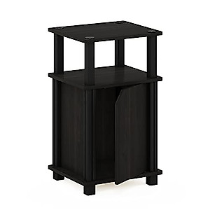 Furinno Brahms 3-Tier End Side Sofa Table/Nighstand with Door, 1-Pack, Espresso/Black